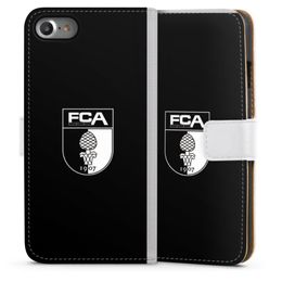 DeinDesign iPhone SE (2022) Handy Klapph&uuml;lle Handyh&uuml;lle aus Kunst Leder wei&szlig; Flip Case Logo Official Licensed Product Fc Augsburg Sideflip mit Lasche