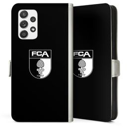 DeinDesign Galaxy A52s 5G Handy Klapph&uuml;lle Handyh&uuml;lle aus Kunst Leder wei&szlig; Flip Case Logo Official Licensed Product Fc Augsburg Sideflip mit Lasche