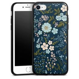 DeinDesign iPhone SE (2022) Handy Slim Case extra d&uuml;nn Silikon Handyh&uuml;lle schwarz H&uuml;lle Blue Muster Flowers Silikon Slim Case