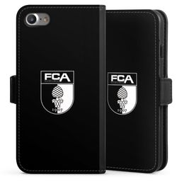DeinDesign iPhone SE (2020) Handy Klapph&uuml;lle Handyh&uuml;lle aus Kunst Leder schwarz Flip Case Official Licensed Product Logo Fc Augsburg Sideflip mit Lasche