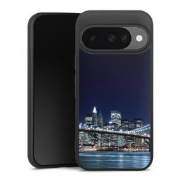 DeinDesign Google Pixel 10 Pro Handy Premium Silikon H&uuml;lle Handyh&uuml;lle schwarz Case Usa Brooklyn Bridge New York Silikon Premium Case