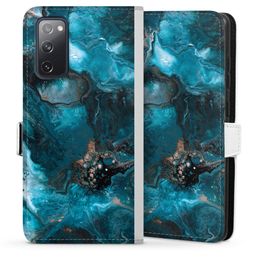 DeinDesign Galaxy S20 FE Handy Klapph&uuml;lle Handyh&uuml;lle aus Kunst Leder wei&szlig; Flip Case Blue Marble Ocean Sideflip mit Lasche