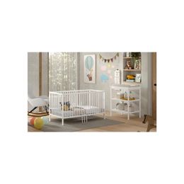Vipack DINO Baby-/Junior Set best. aus Baby/Juniorbett und Wickelregal, Buche massiv - versch. Ausf&uuml;hrungen - Wei&szlig;