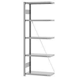 eurokraft pro Steckregal, Bauart mittelschwer, einseitig, HxBxT 2000 x 750 x 300 mm, verzinkt, Anbauregal