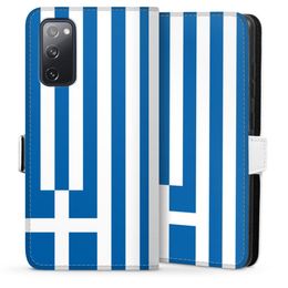 DeinDesign Galaxy S20 FE Handy Klapph&uuml;lle Handyh&uuml;lle aus Kunst Leder wei&szlig; Flip Case Flag Greece Sideflip mit Lasche