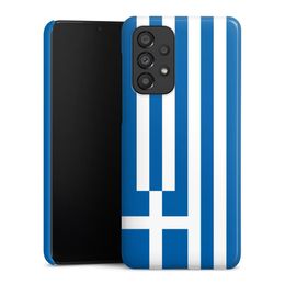 DeinDesign Galaxy A33 5G Handy Premium Case Smartphone Handyh&uuml;lle Schutzh&uuml;lle gl&auml;nzend Flag Greece Premium Case