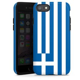 DeinDesign iPhone SE (2020) Handy Panzer Handyh&uuml;lle robuste Outdoor H&uuml;lle Schutzh&uuml;lle gl&auml;nzend Flag Greece Tough Case
