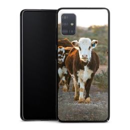 DeinDesign Galaxy A51 Handy Hard Case Schutzh&uuml;lle schwarz Smartphone Backcover Cow Farmer Calf Hard Case