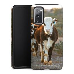 DeinDesign Galaxy S20 FE Handy Panzer Handyh&uuml;lle robuste Outdoor H&uuml;lle Schutzh&uuml;lle matt Farmer Calf Cow Tough Case