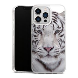 DeinDesign iPhone 13 Pro Handy Silikon H&uuml;lle Case transparent Handyh&uuml;lle Snow Winter Tiger Silikon Case