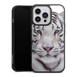 DeinDesign iPhone 13 Pro Handy Premium Silikon H&uuml;lle Handyh&uuml;lle schwarz Case Snow Winter Tiger Silikon Premium Case