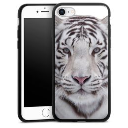 DeinDesign iPhone SE (2020) Handy Slim Case extra d&uuml;nn Silikon Handyh&uuml;lle schwarz H&uuml;lle Tiger Snow Winter Silikon Slim Case