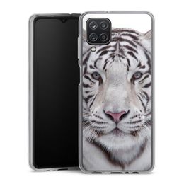 DeinDesign Galaxy A12 Handy Silikon H&uuml;lle Case transparent Handyh&uuml;lle Snow Winter Tiger Silikon Case