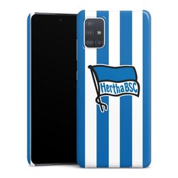 DeinDesign Galaxy A51 Handy Premium Case Smartphone Handyh&uuml;lle Schutzh&uuml;lle gl&auml;nzend Flag Hertha Bsc Stripes Premium Case