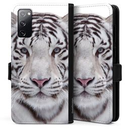 DeinDesign Galaxy S20 Handy Klapph&uuml;lle Handyh&uuml;lle aus Kunst Leder schwarz Flip Case Snow Winter Tiger Sideflip mit Lasche