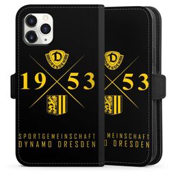 DeinDesign iPhone 11 Pro Handy Klapph&uuml;lle Handyh&uuml;lle aus Kunst Leder schwarz Flip Case Official Licensed Product Sgd Sg Dynamo Dresden Sideflip mit Lasche