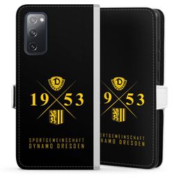 DeinDesign Galaxy S20 FE 5G Handy Klapph&uuml;lle Handyh&uuml;lle aus Kunst Leder wei&szlig; Flip Case Official Licensed Product Sgd Sg Dynamo Dresden Sideflip mit Lasche