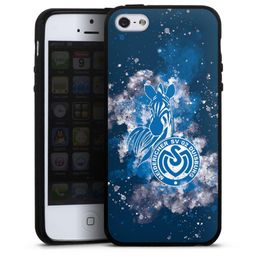 DeinDesign iPhone SE (2016-2019) Handy Silikon H&uuml;lle Case schwarz Handyh&uuml;lle Msv Duisburg Official Licensed Product Water Colour