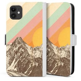 DeinDesign iPhone 11 Handy Klapph&uuml;lle Handyh&uuml;lle aus Kunst Leder wei&szlig; Flip Case Sunshine Mountain Retro Sideflip mit Lasche