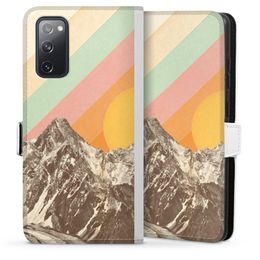 DeinDesign Galaxy S20 FE Handy Klapph&uuml;lle Handyh&uuml;lle aus Kunst Leder wei&szlig; Flip Case Sunshine Retro Mountain Sideflip mit Lasche