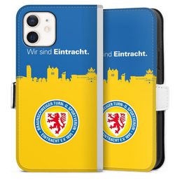 DeinDesign iPhone 12 Handy Klapph&uuml;lle Handyh&uuml;lle aus Kunst Leder wei&szlig; Flip Case Logo Eintracht Braunschweig Official Licensed Product Sideflip mit Lasche