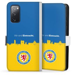 DeinDesign Galaxy S20 FE 5G Handy Klapph&uuml;lle Handyh&uuml;lle aus Kunst Leder wei&szlig; Flip Case Official Licensed Product Logo Eintracht Braunschweig Sideflip mit Lasche