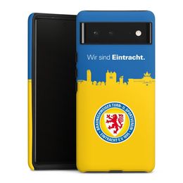 DeinDesign Google Pixel 6 Handy Panzer Handyh&uuml;lle robuste Outdoor H&uuml;lle Schutzh&uuml;lle matt Logo Eintracht Braunschweig Official Licensed Product Tough Case