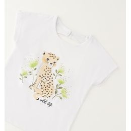IDO M&auml;dchen T-Shirt "BABY GIRL SUMMER T-SHIRT", wei&szlig;, Gr. 110, 94% Baumwolle, 6% Elasthan, Shirts