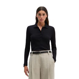 Marc O'Polo MARC O'POLO Damen Langarm-Poloshirt "aus Bio-Baumwoll-Modal-Stretch-Jersey"martime blau, Basic, Gr. XL, unifarben, Obermaterial: 58% Baumwolle, 38%