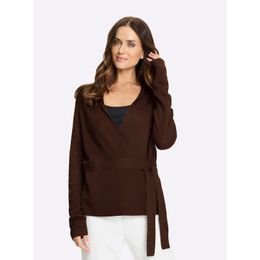 Heine Damen Wickelstrickjacke, Braun, Gr. 48, Strickjacken, Material: Viskose