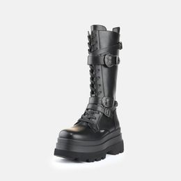 Buffalo Damen Schn&uuml;rstiefel "JUPITER WEST LACE UP HIGH", Gr. 40schwarz, Lederimitat, Schuhe, Plateaustiefel mit Memory Foam-Innensohle