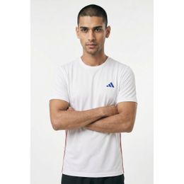 Herren T-Shirt "WORKOUT ESSENTIALS BASE 3-STREIFEN"wei&szlig;, better scarlet, Gr. XL, adidas Performance, Obermaterial: 100% Polyester, Shirts