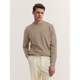 Bugatti Herren Rundhalspullover "Regular Fit"60, taupe, Gr. XXL, unifarben, 95% Baumwolle, 5% Kaschmir, Pullover, Regular Fit Baumwolle-Kaschmir