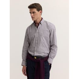 Bugatti Herren Langarmhemd "Modern Fit", lila, Gr. S, unifarben, 100% Baumwolle, Hemden, Modern Fit Poplin Button-Down-Kragen