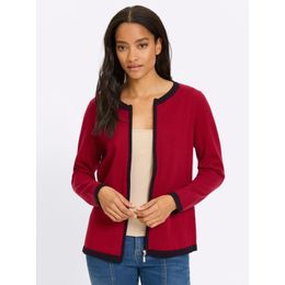 Heine Damen Feinstrickjacke, Rot, Gr. 42, Basic Strickjacken, Material: Baumwolle