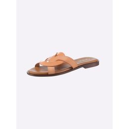 Heine Damen Pantolette, Orange, Gr. 41, Pantoletten, Material: Rindsleder