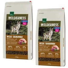 REAL NATURE WILDERNESS Trockenfutter Hund, Adult, Maxi, Wide Savannah, Wildschwein mit Lamm und Ente 2x12 kg