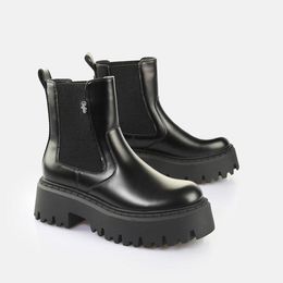 Buffalo Aspen Chelsea Damen Schwarze Stiefel
