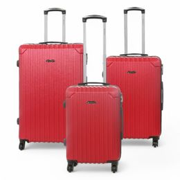 Hartschalen-Reisekoffer aus rotem ABS mit 8 R&auml;dern