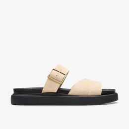 Clarks Aristella Mules Ecru Wildledersandalen