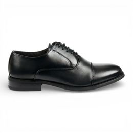 Schwarze Herren-Brogue-Schn&uuml;rschuhe mit Kappe und klassischer Kappe