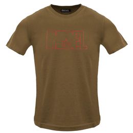 Diesel - T-shirt Mit Logo In Braun Mit Kaffeelik&ouml;r-print
