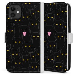 DeinDesign iPhone 11 Handy Klapph&uuml;lle Handyh&uuml;lle aus Kunst Leder wei&szlig; Flip Case Muster Eye Cat Sideflip mit Lasche
