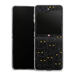 DeinDesign Galaxy Z Flip 5 Handy Hard Case Schutzh&uuml;lle transparent Smartphone Handy H&uuml;lle Muster Eye Cat Hard Case