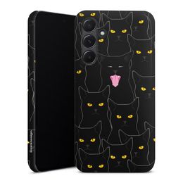 DeinDesign Galaxy A35 5G Handy Premium Case Smartphone Handyh&uuml;lle Schutzh&uuml;lle gl&auml;nzend Muster Eye Cat Premium Case