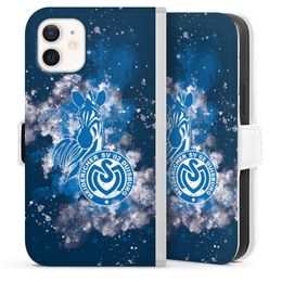 DeinDesign iPhone 12 mini Handy Klapph&uuml;lle Handyh&uuml;lle aus Kunst Leder wei&szlig; Flip Case Msv Duisburg Official Licensed Product Water Colour Sideflip mit Lasche