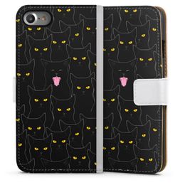 DeinDesign iPhone SE (2020) Handy Klapph&uuml;lle Handyh&uuml;lle aus Kunst Leder wei&szlig; Flip Case Muster Eye Cat Sideflip mit Lasche