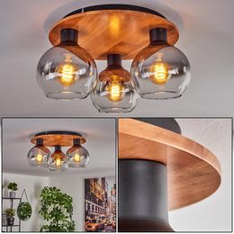hofstein Koyoto Deckenleuchte Glas 15 cm Naturfarben, Schwarz, 3-flammig