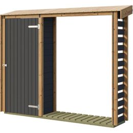 Weka Brennholzregal Killarney Anthrazit-Eiche hell lasiert, Nein, 250 cm