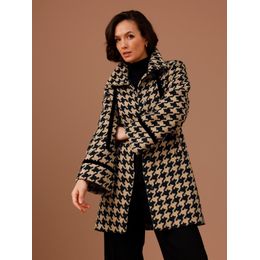 Manisa Damen Wolljackeschwarz, camel, gemustert, Gr. 46, Hahnentrittmuster, gemustert, mehrfarbig, 100% Wolle, Jacken